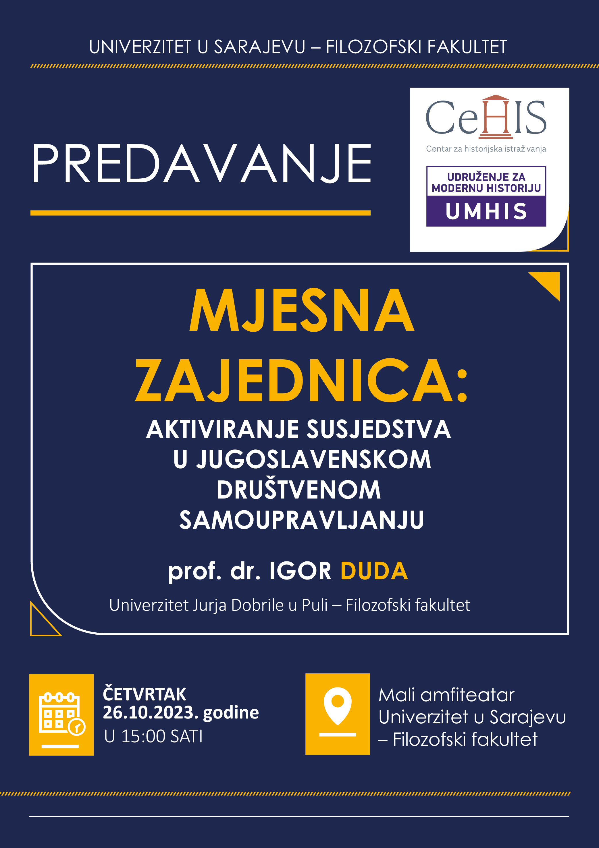 Promocija knjiga i predavanje prof. dr. Igora Dude na Filozofskom fakultetu UNSA | Univerzitet u ...