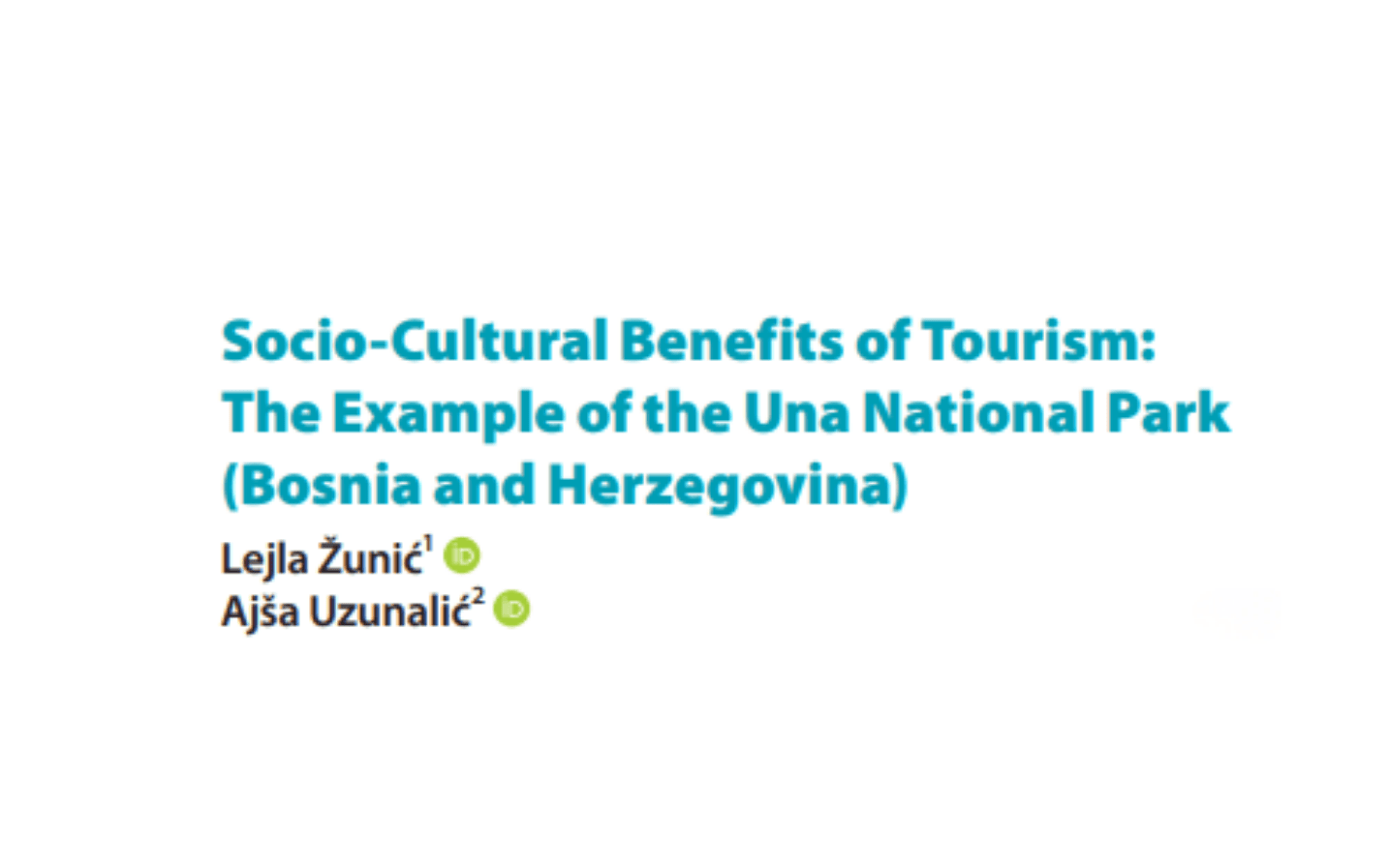 Nacionalni park Una kao primjer održivog turizma u međunarodnoj ...