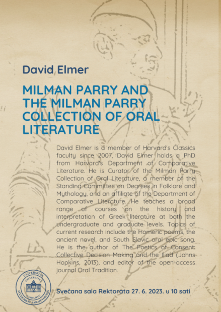 Gostujuće predavanje dr. Davida Elmera, profesora Harvard Univerziteta ...